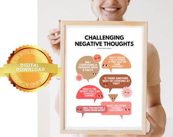 Cognitive Behavioural Therapy CBT Negative Thoughts Digital Print ...