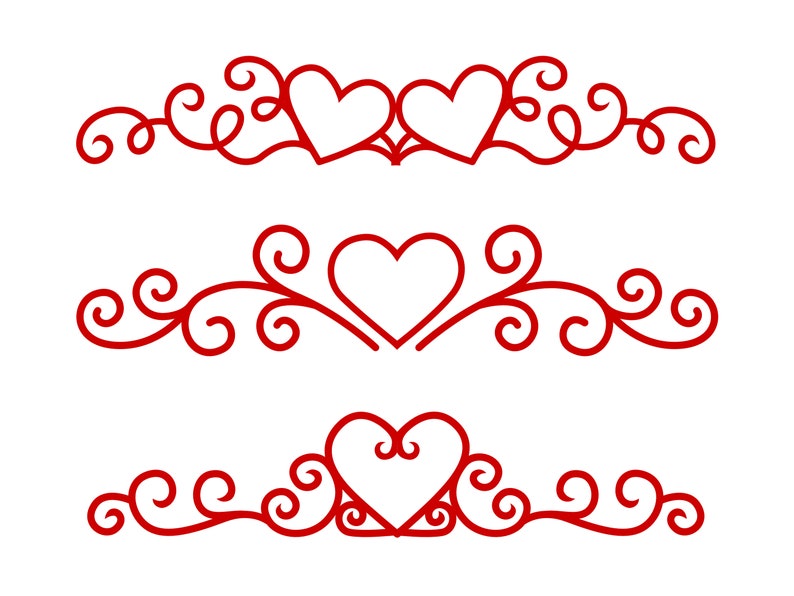 Valentines Day Clipart Heart Flourishes Heart Clipart SVG Valentines ...