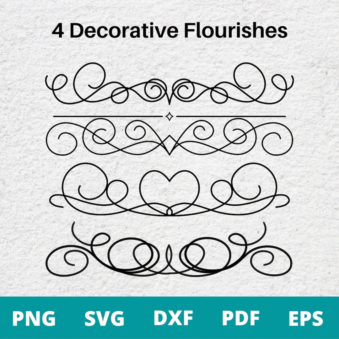 4 Decorative Flourish Bundle Flourish Svg Flourish Set Flourish Clipart ...