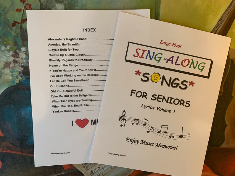 Large Print Singalong Songs for Seniors, Lyric Song Sheets, Song Notes ...