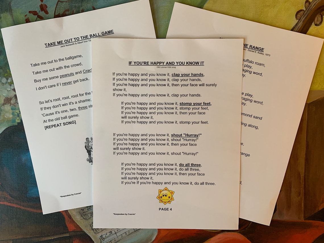 Large Print Singalong Songs for Seniors, Lyric Song Sheets, Song Notes ...
