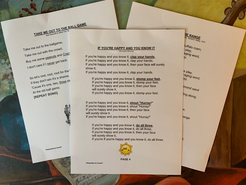 Singalong Songs for Seniors, Printable Lyric Song Sheets, Ideas for ...