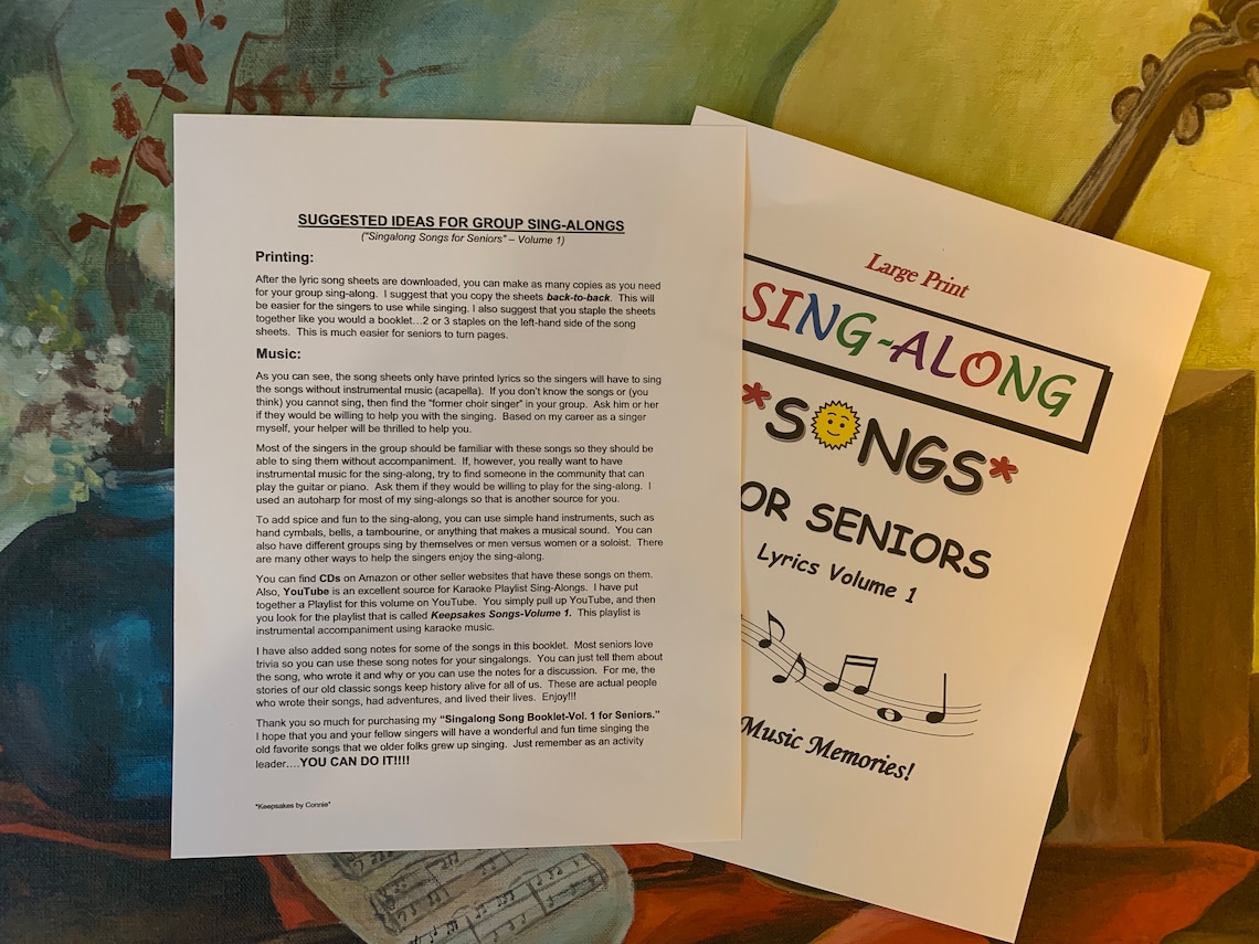 Singalong Songs for Seniors, Printable Lyric Song Sheets, Ideas for ...