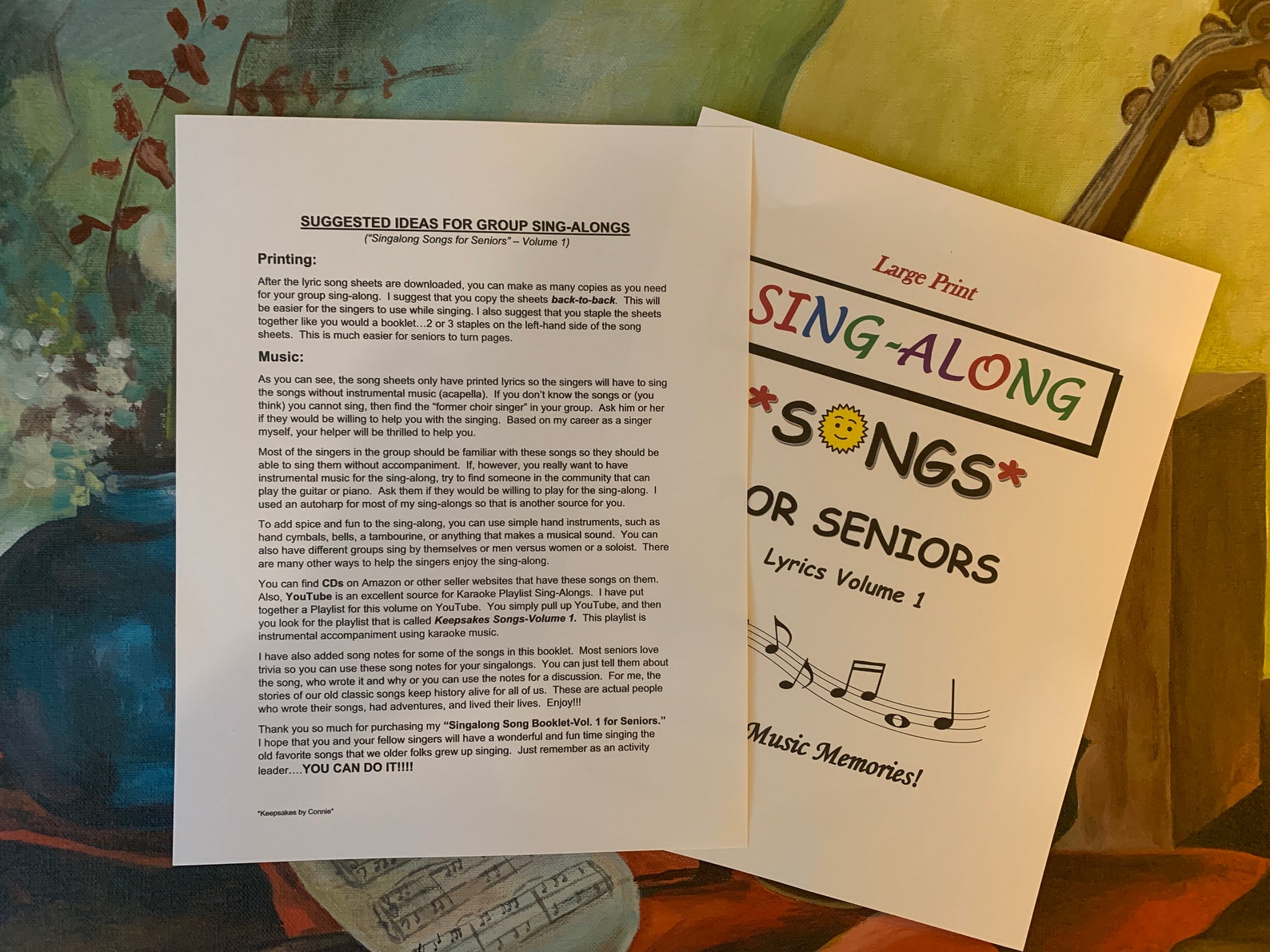 Large Print Singalong Songs for Seniors, Lyric Song Sheets, Song Notes ...