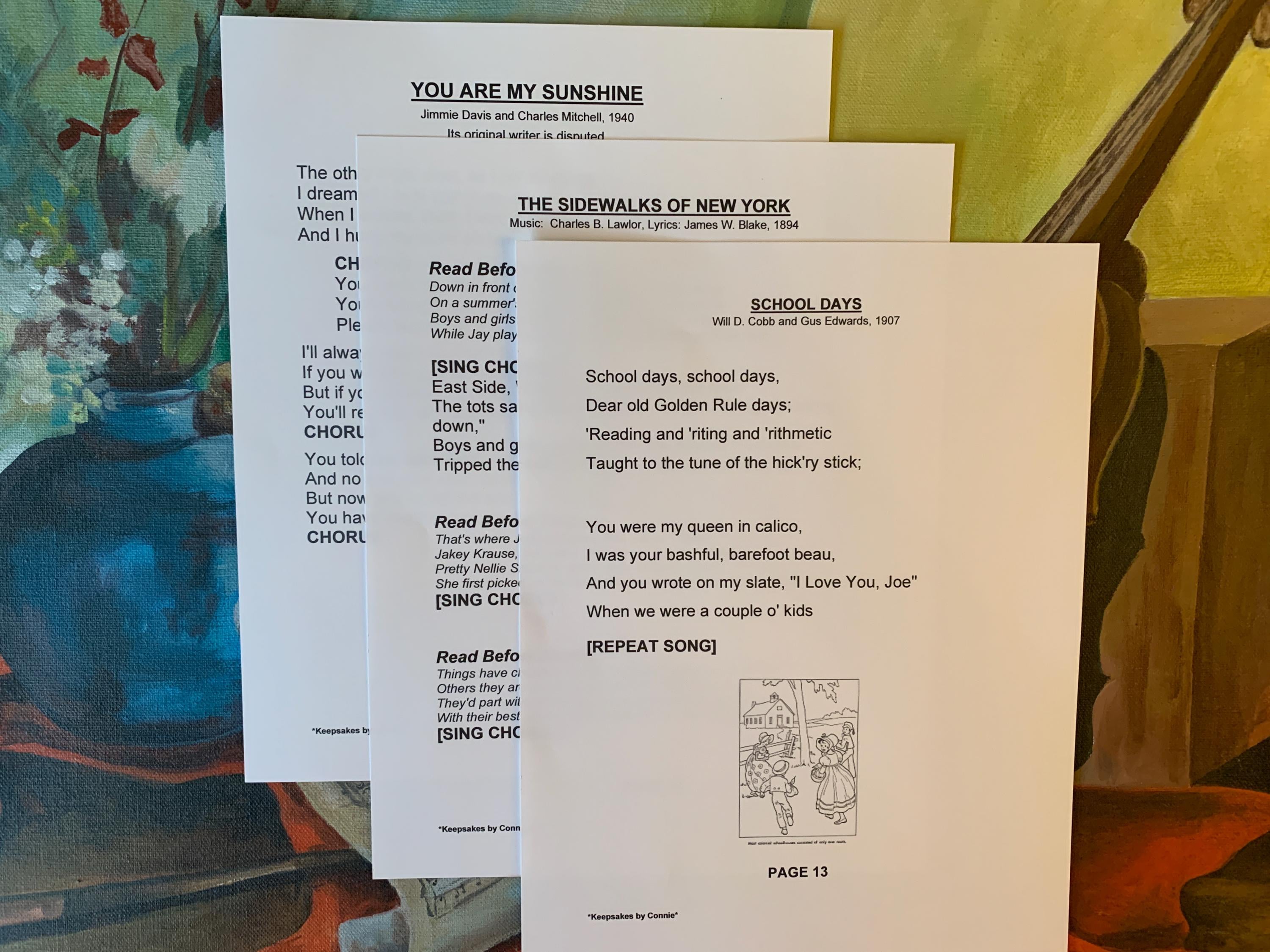 Large Print Singalong Songs for Seniors, Lyric Song Sheets, Song Notes ...