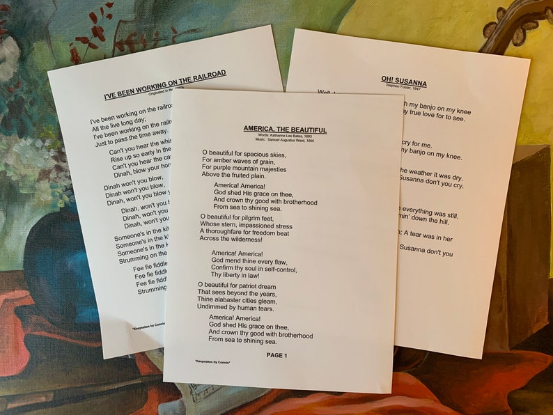 Singalong Songs for Seniors, Printable Lyric Song Sheets, Ideas for ...