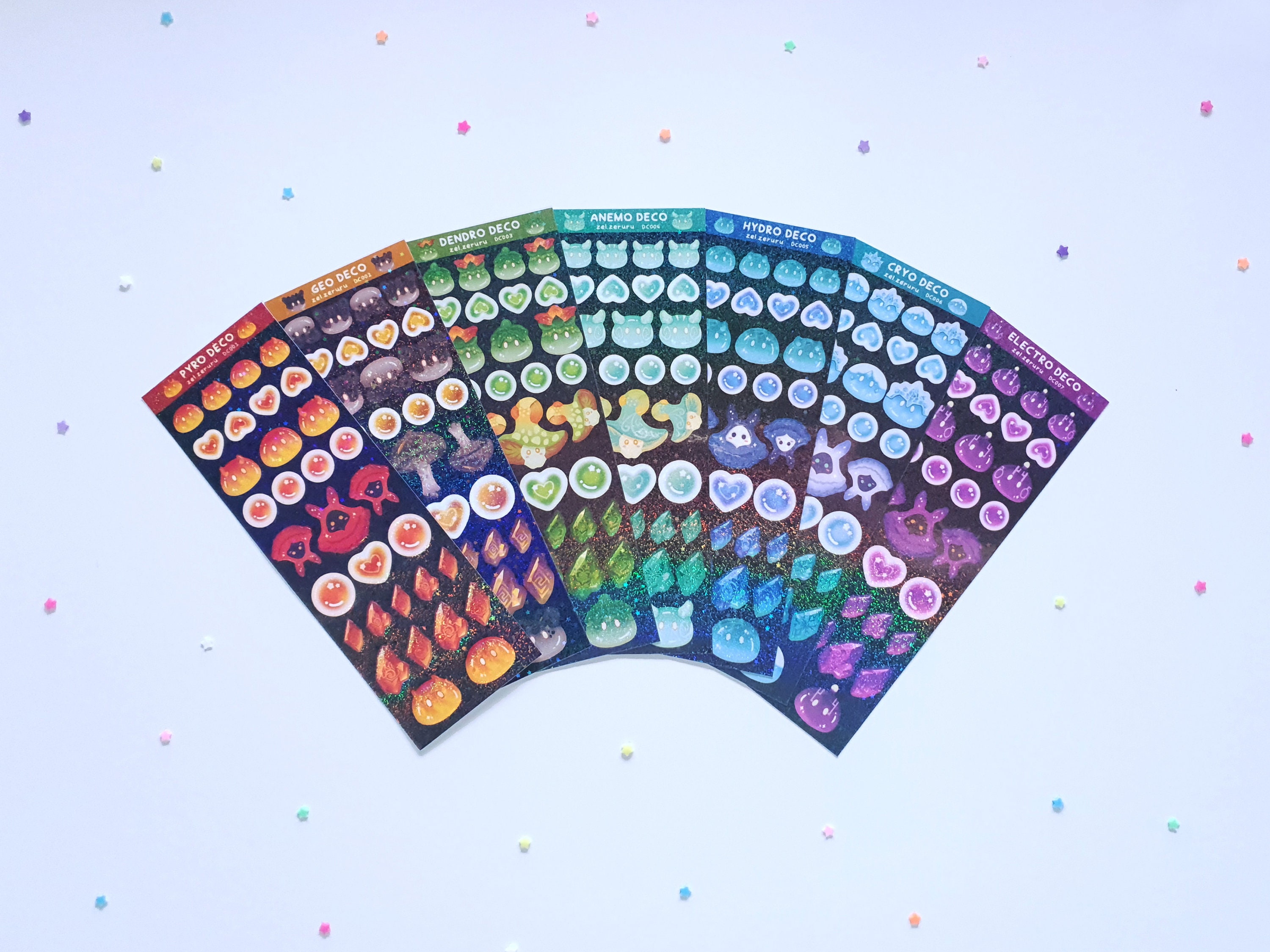 Genshin Impact Elements Deco Sticker Sheet, Toploader Deco Stickers ...