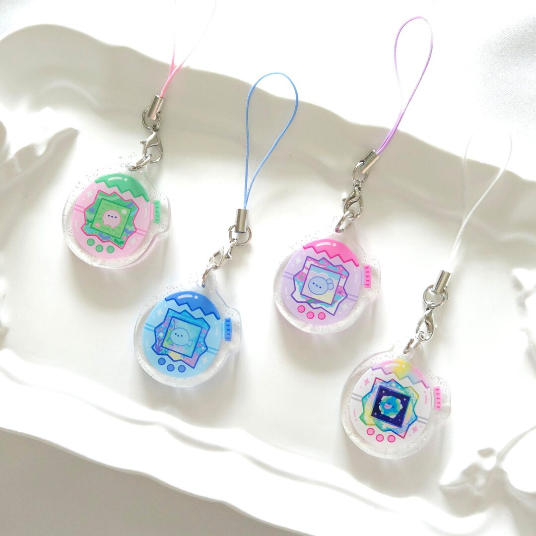 Virtual Pet Glitter Acrylic Charm | Cute Phone Charms for Bags, Pouches ...