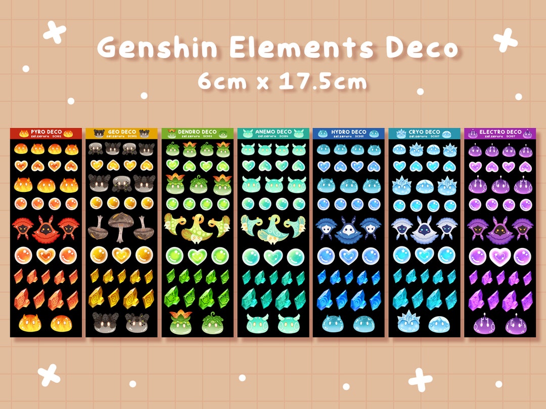 Genshin Impact Elements Deco Sticker Sheet, Toploader Deco Stickers ...