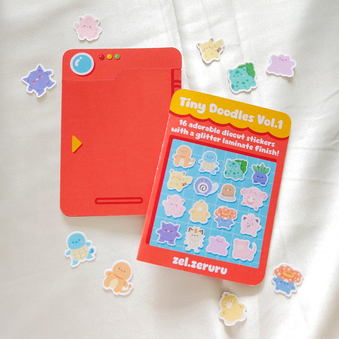 Tiny Doodles Gen 1 Glitter Sticker Pack | Cute Stickers for Bujo, Deco ...