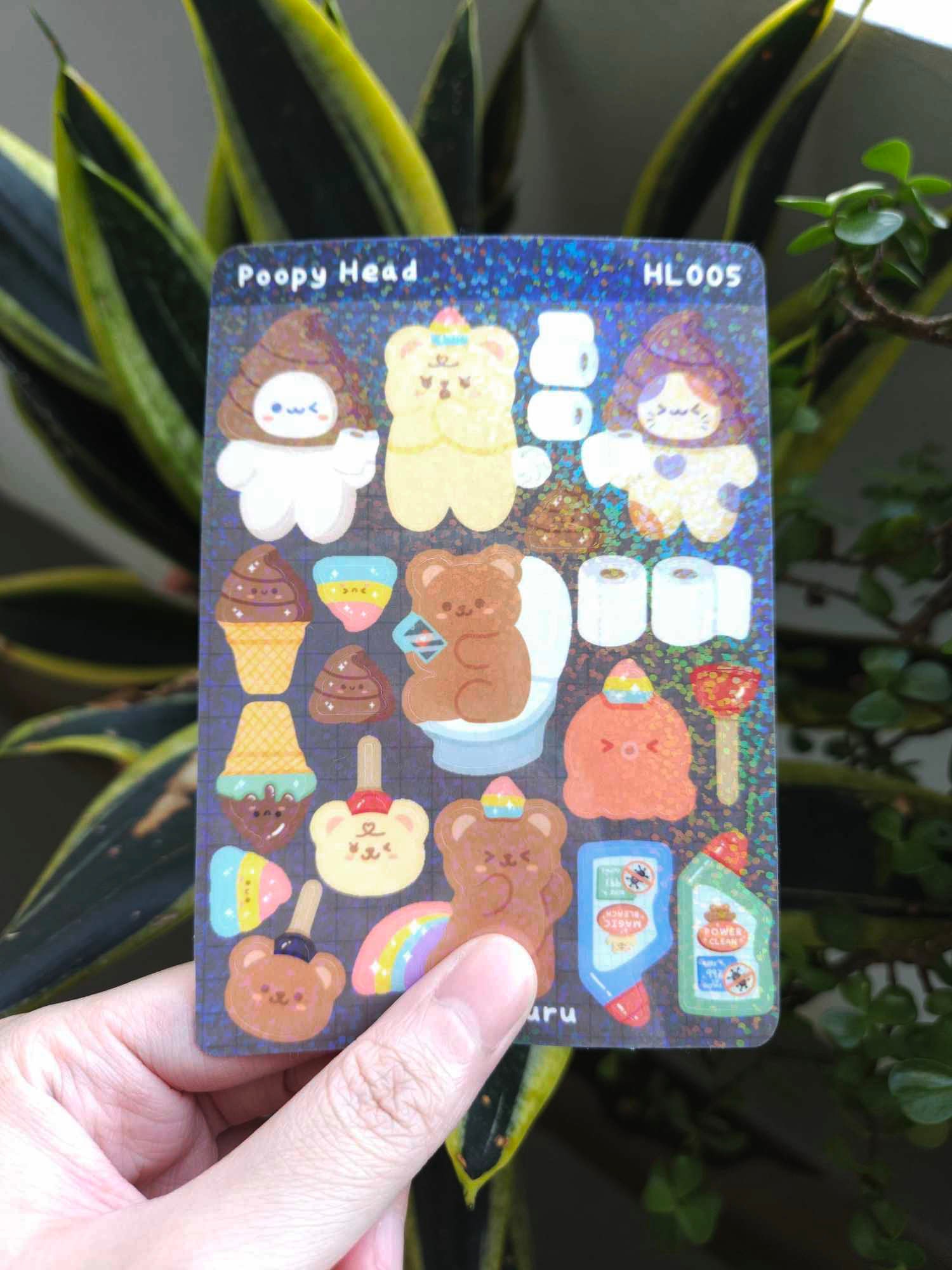 Poopy Head Holographic Cute Sticker Sheet Toilet Deco - Etsy