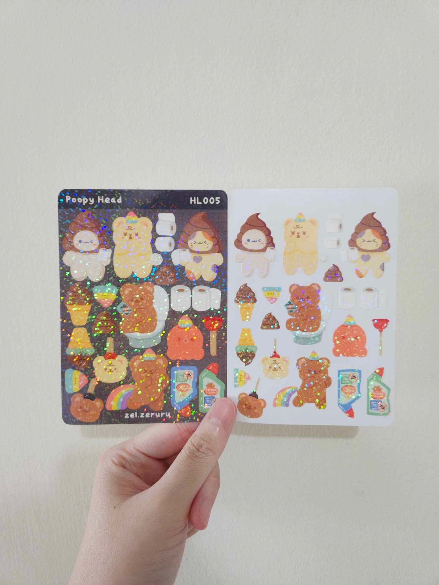 Poopy Head Holographic Cute Sticker Sheet Toilet Deco - Etsy