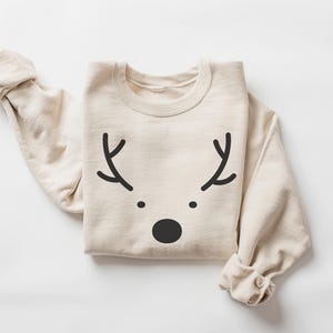 Reindeer Face Sweatshirt, Cute Christmas Sweatshirt for Women, Womens ...
