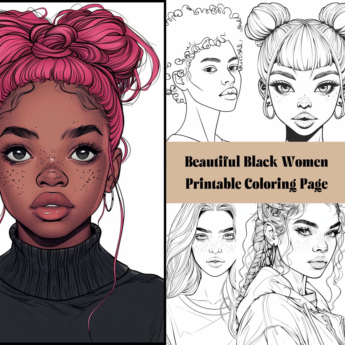 Beautiful Black Women Coloring Page For Adults Printable Coloring