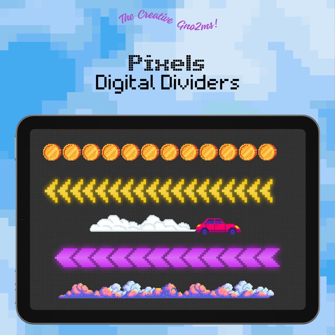 Pixels Themed Digital Text Dividers Pack for Notes and Jounaling ...