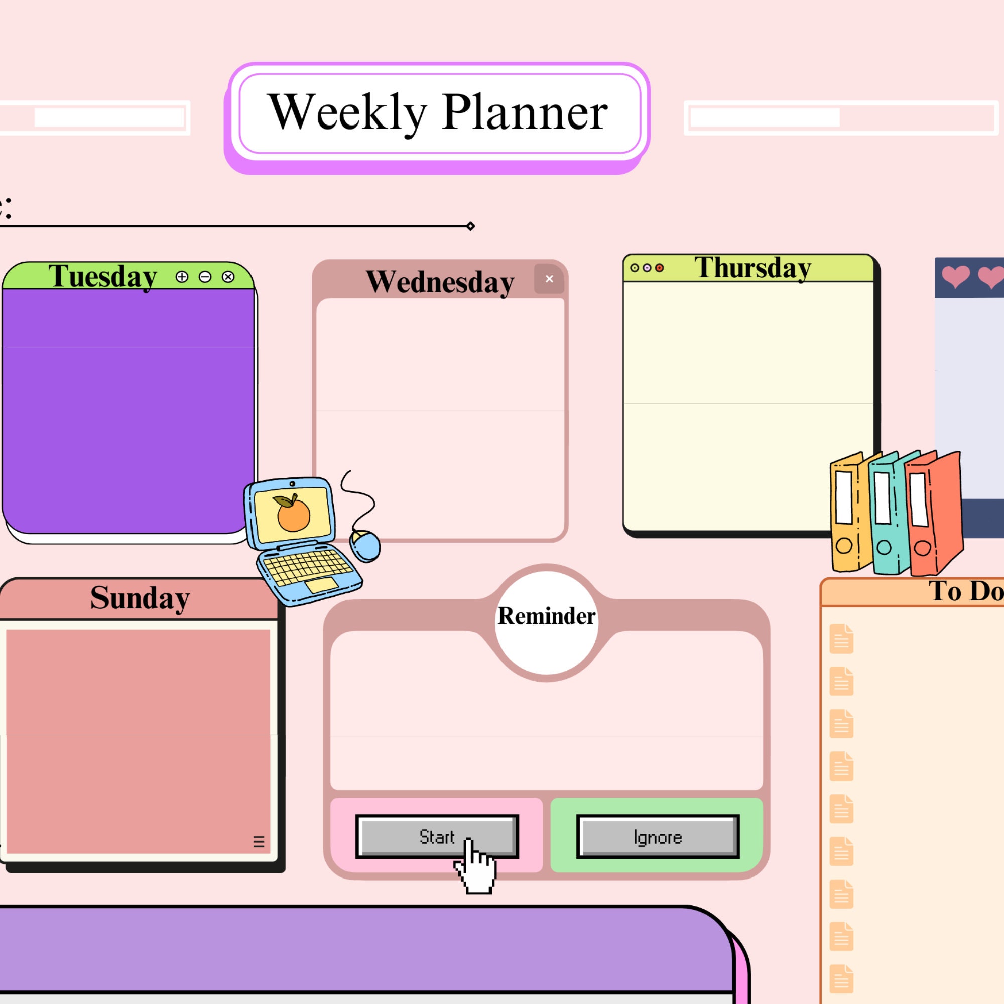 Y2K Windows Tab Weekly Planner, Goodnotes and Notability, Digital and ...