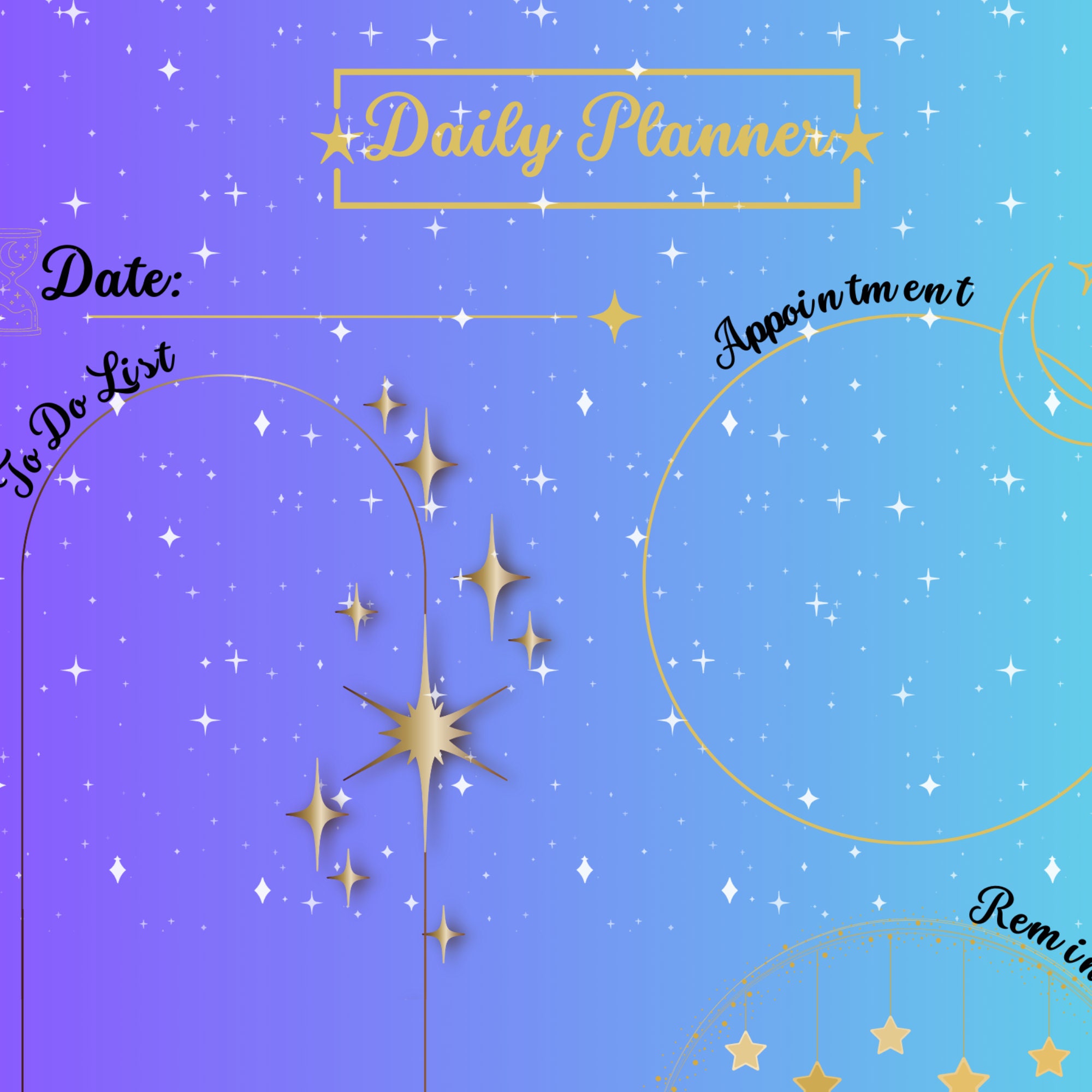 Stars Daily Planner, Digital and Printable Daily Planner for Journaling ...