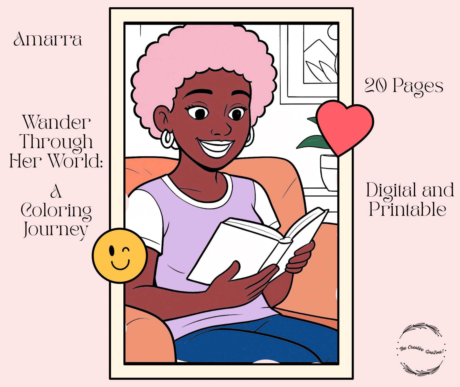 Wander Through Her World: A Coloring Journey, Young Woman Coloring Page ...