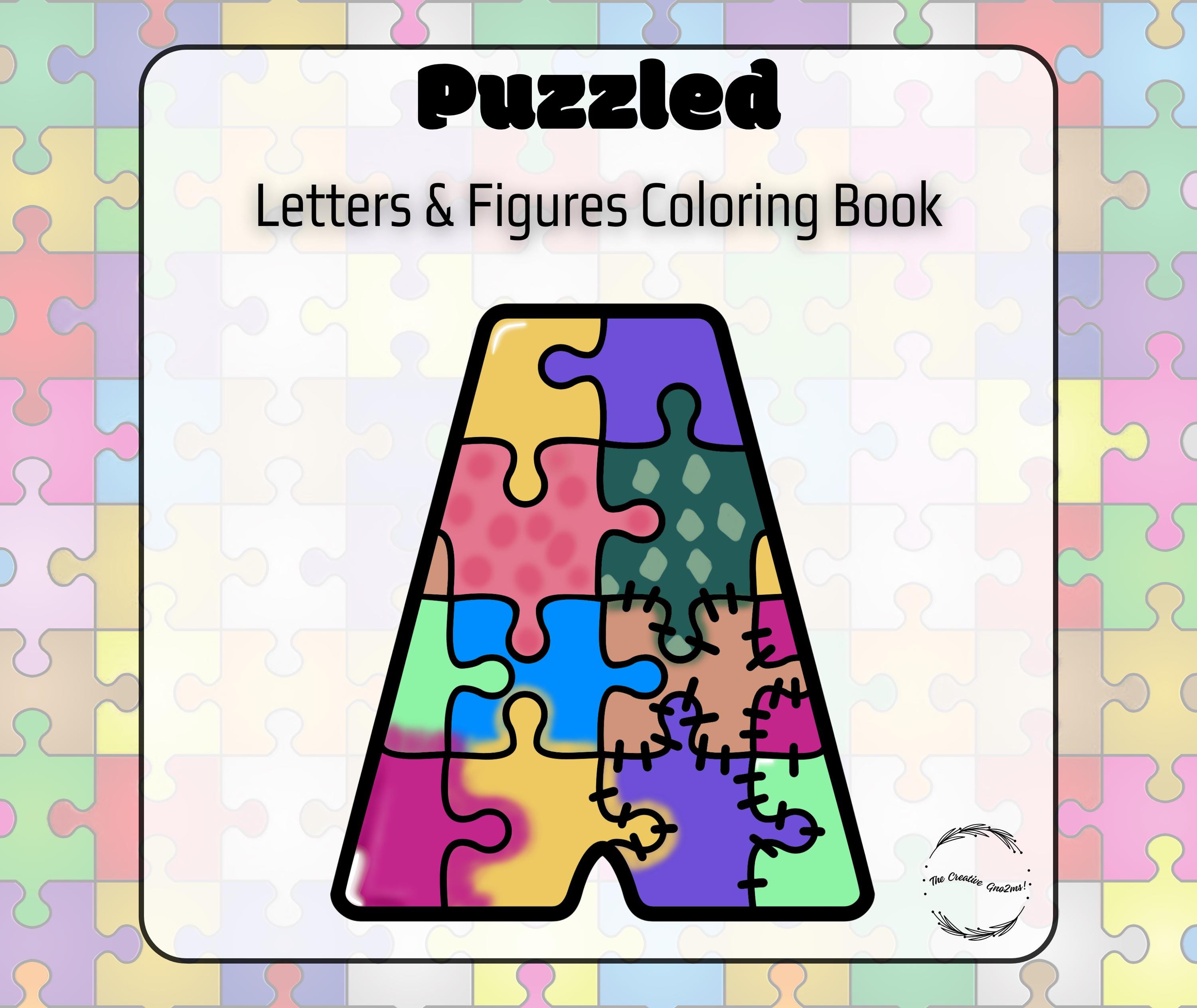 Puzzled Coloring Book | Coloring Pages | Puzzle Pieces Letters and ...
