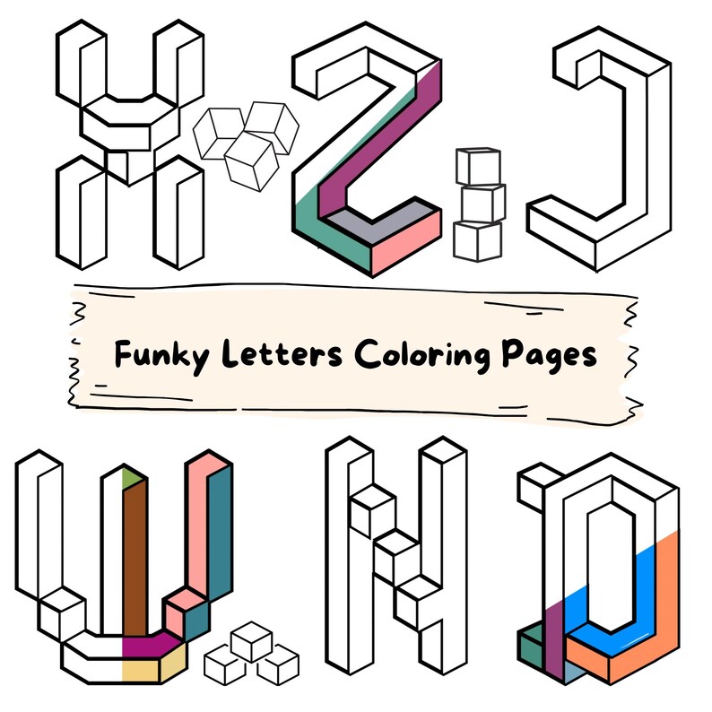 Funky Alphabet Coloring Pages, Digital and Printable Coloring Pages ...