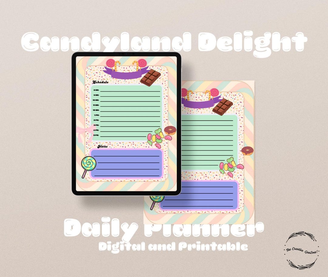 Candyland Delight Daily Planner, Digital and Printable Daily Planner ...