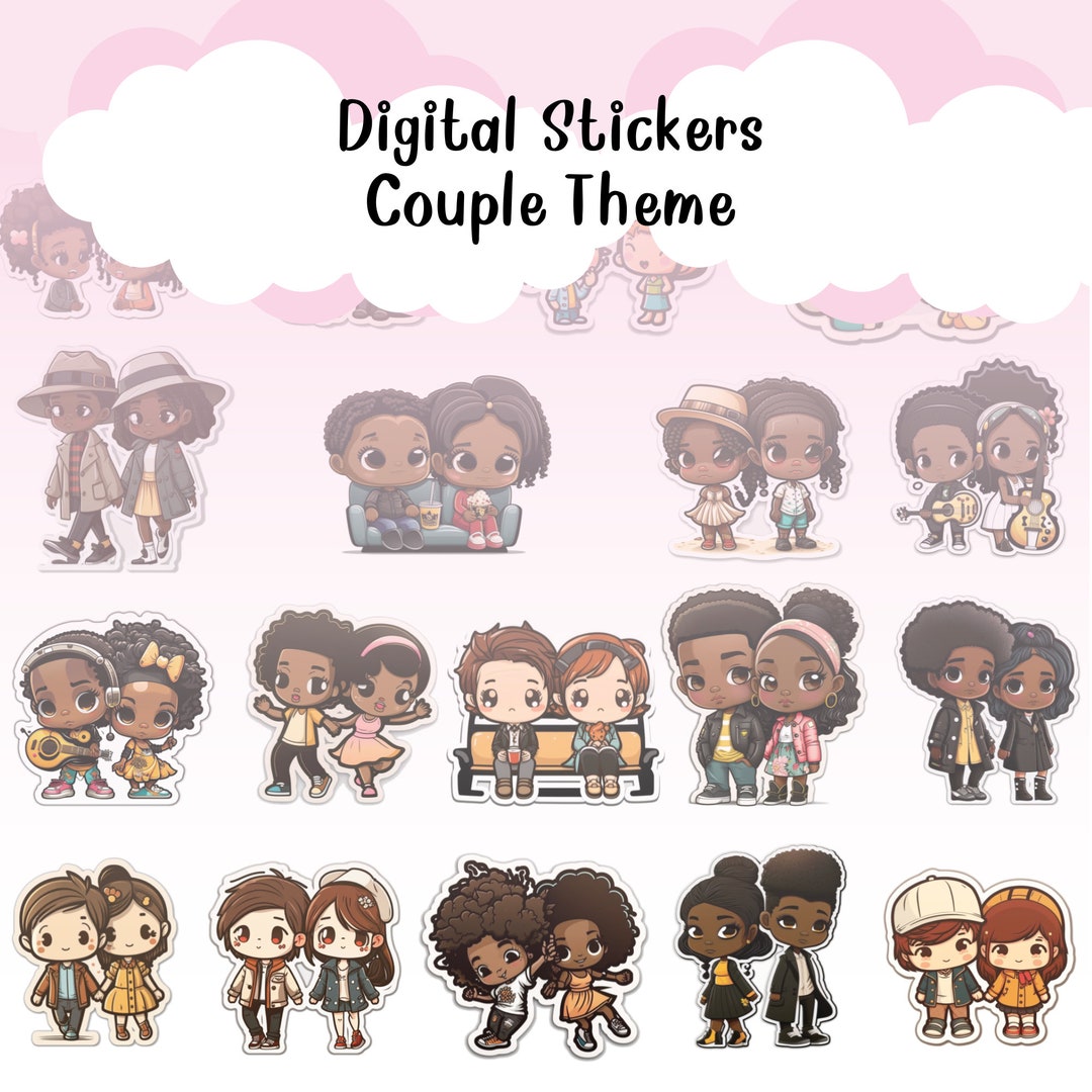 Couple Theme Digital Stickers Pack for Journaling, Couple Stickers ...