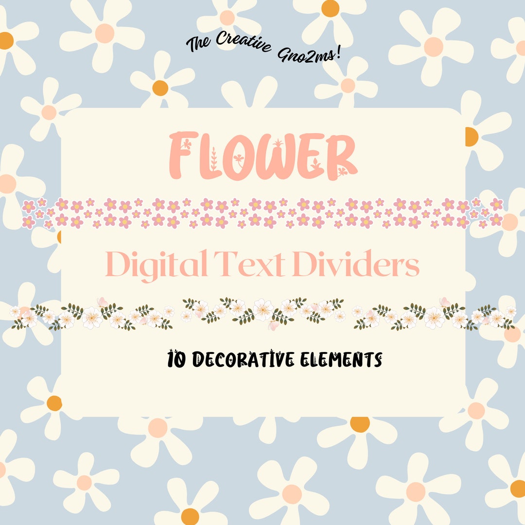 Flower Themed Digital Text Dividers Pack for Notes and Journaling ...