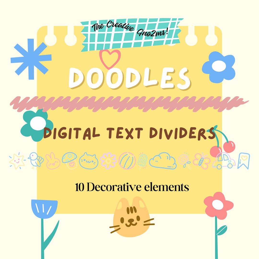 Doodles Digital Text Dividers Pack for Notes and Journaling, Goodnotes ...