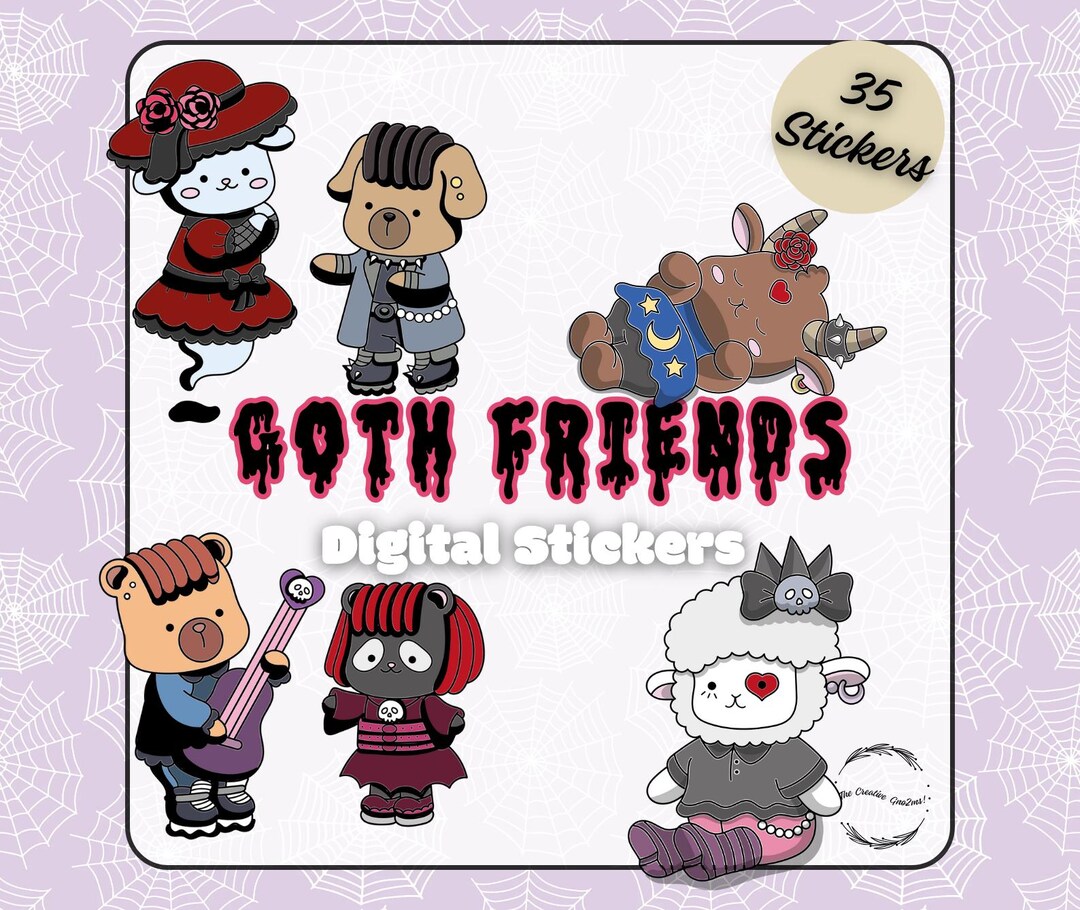 Goth Friends Digital Stickers | Gothic Furry Friends | Digital Stickers ...