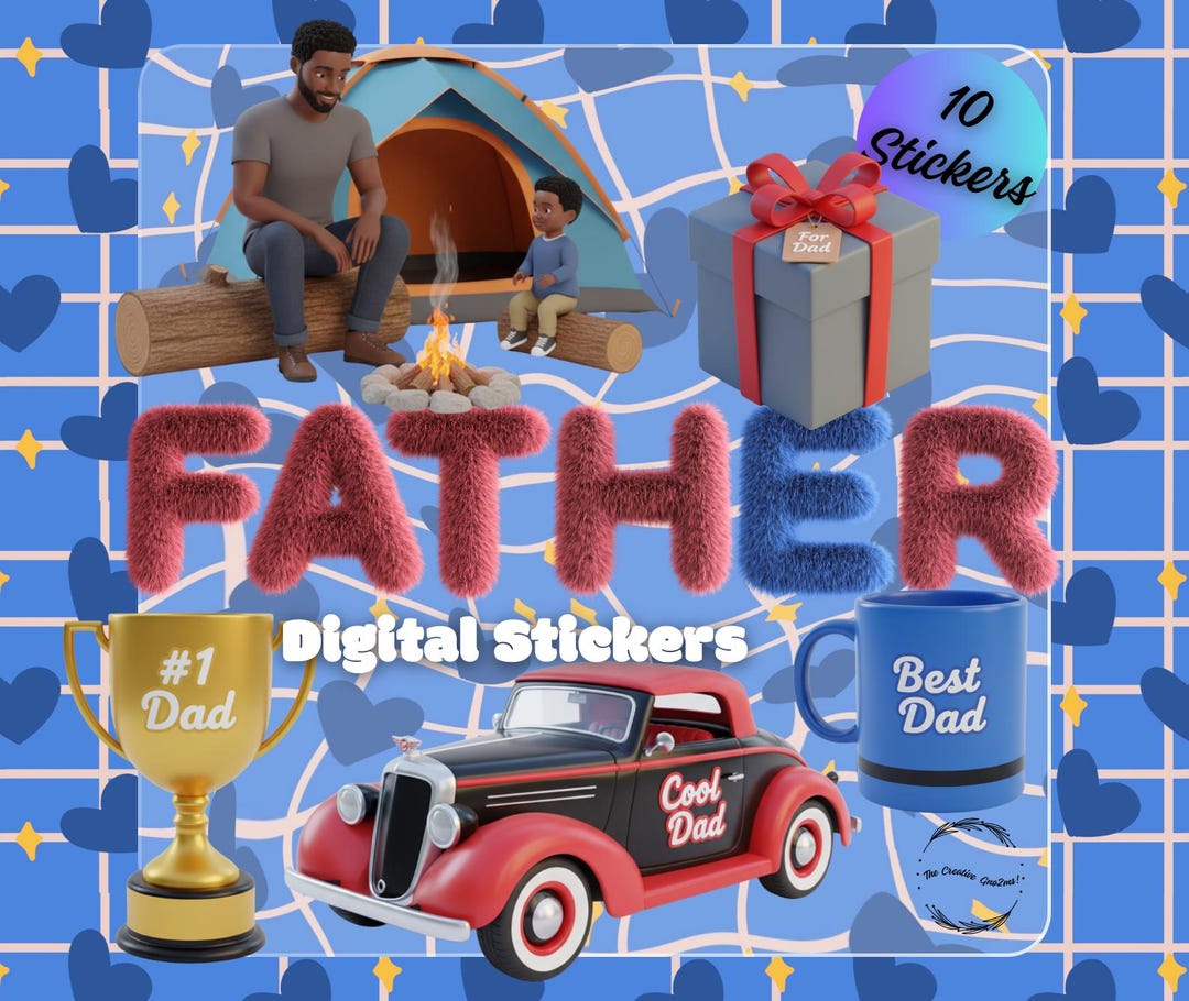 Father Digital Stickers | 3D Rendered Father’s Day Stickers | Goodnotes ...