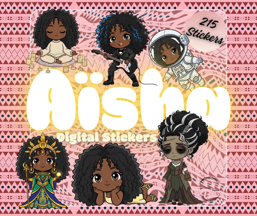 Aïsha Digital Stickers | Chibi Black Woman Stickers | Goodnotes ...