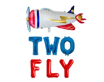 Two Fly Balloon Banner Airplane Themed Birthday Decor for - Etsy