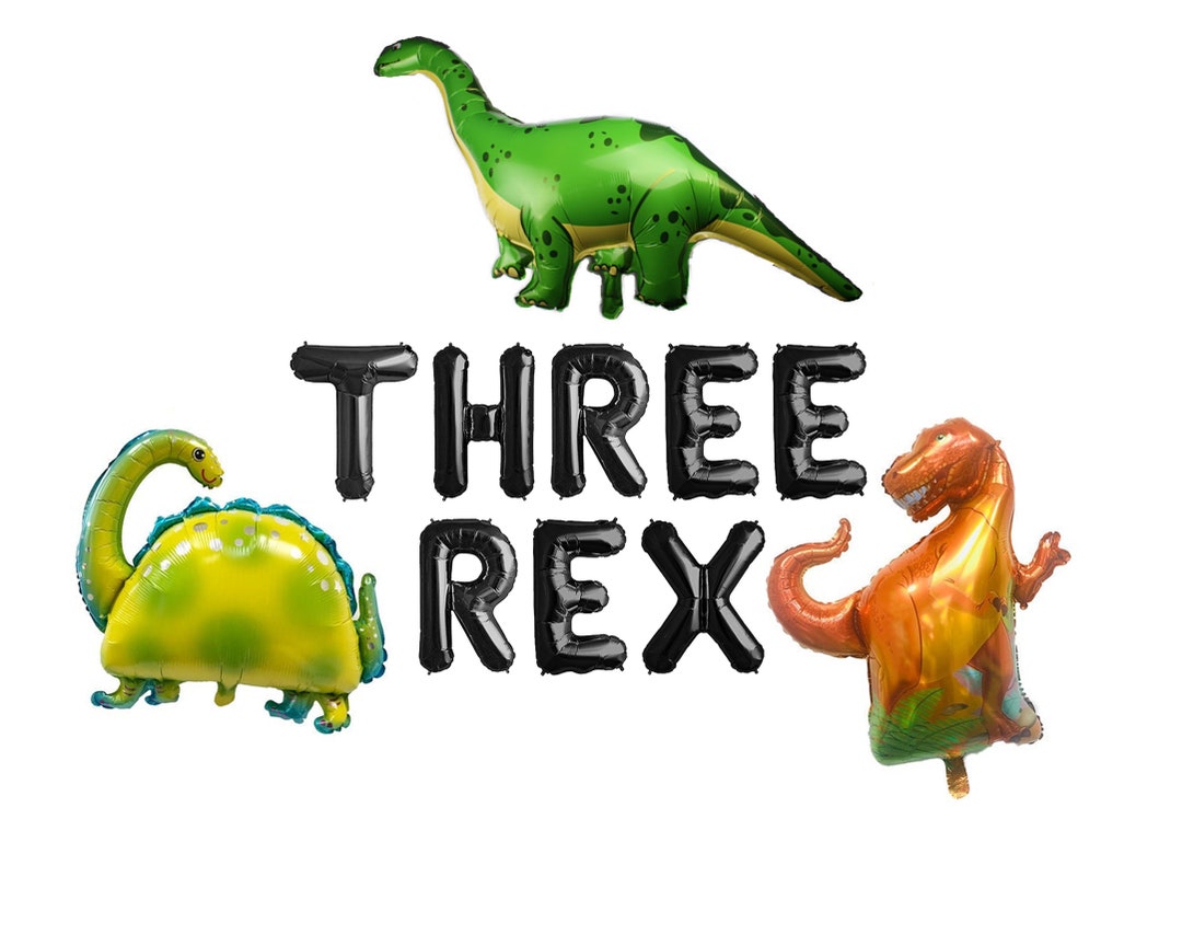 3rd Birthday Three Rex Banner | Three Rex Balloons Dinosaur Party | T ...