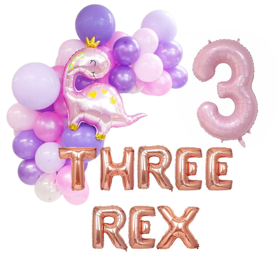 3rd Birthday Three Rex Banner | Three Rex Balloons Dinosaur Party | T ...