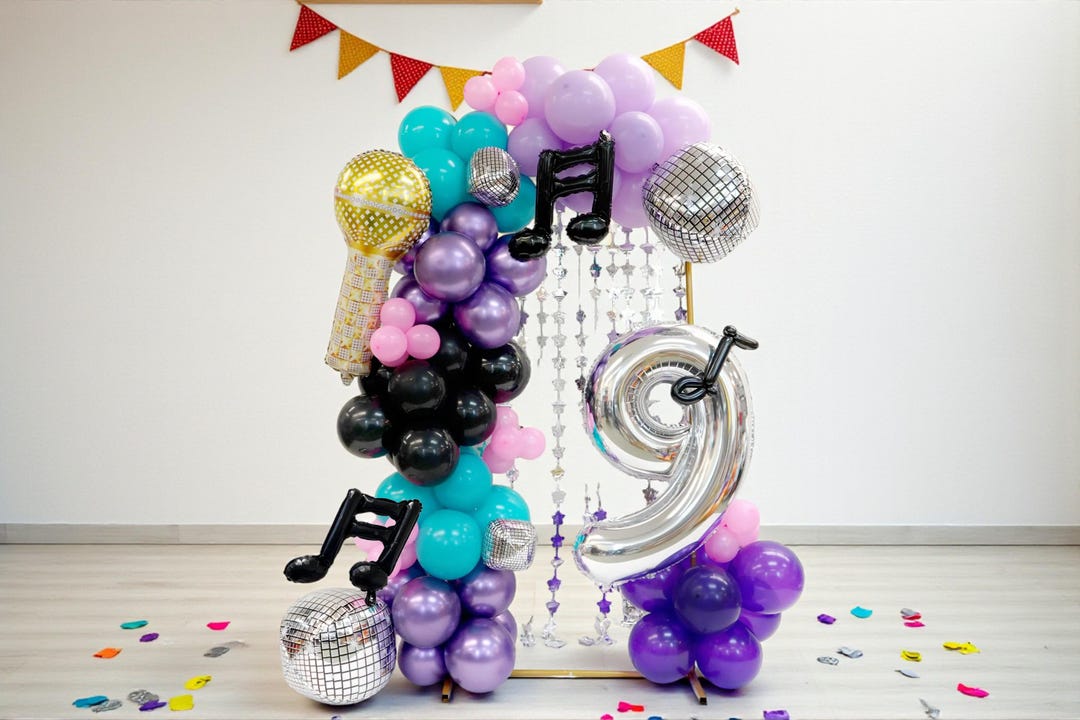 Music Hunter K-pop Birthday Balloon Garland Kit: Rockstar Silver Disco ...