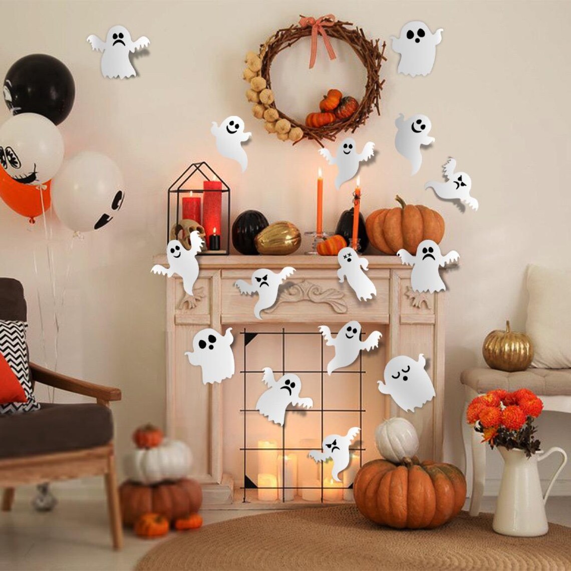 3D Cute Ghost Sticker | Halloween Decoration Stickers | Funny Ghost ...