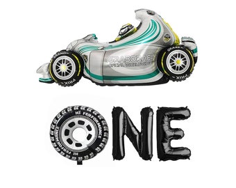 One Balloon Banner Retro Race Car Birthday Party 1st Birthday Party ...