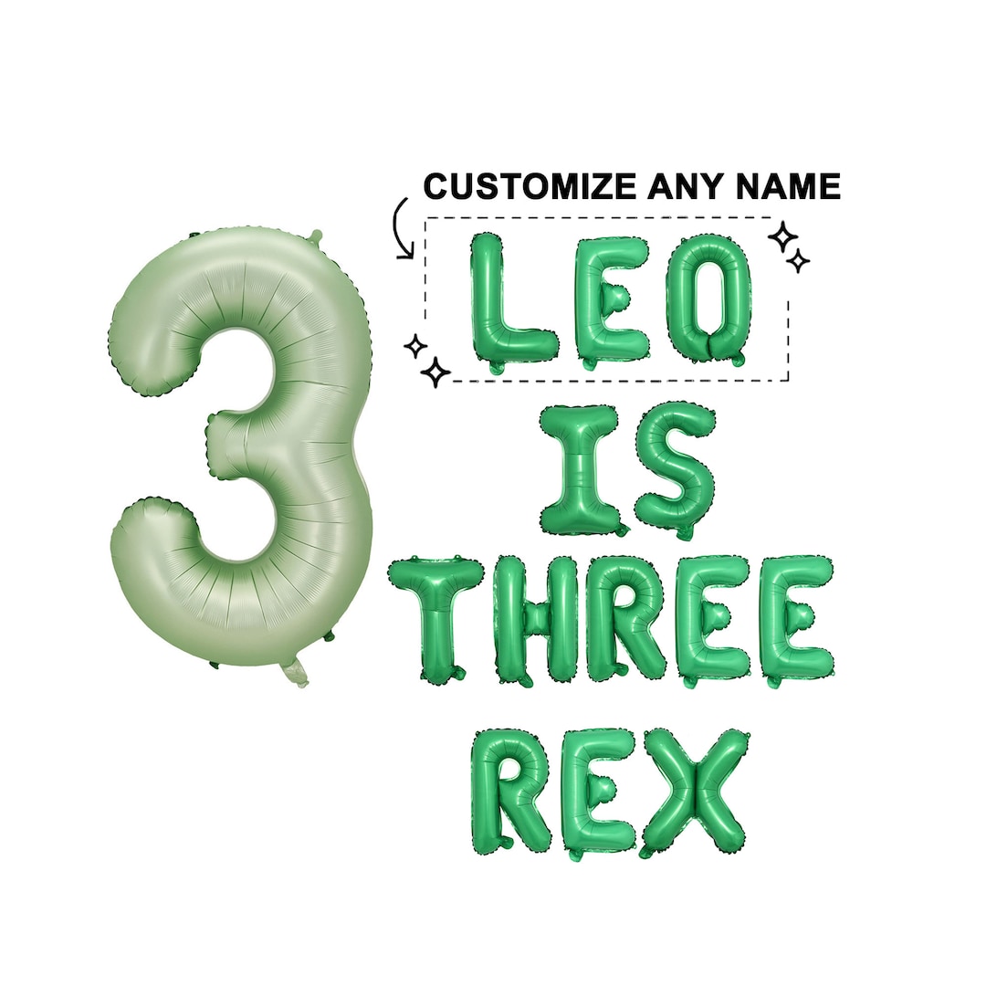 Custom Three Rex Rawr Balloon Banner Customize Dinosaur Theme 3rd ...