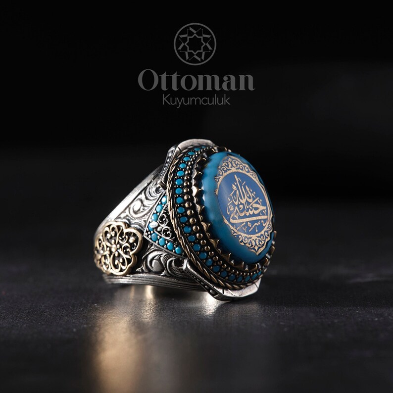 Turquoise Silver Mens Ring Islamic Gift Ring Valentine's - Etsy
