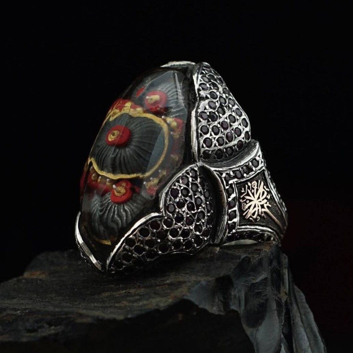 Handmade Carved Mosque Silver Men's Ring Islami Muslim - Etsy