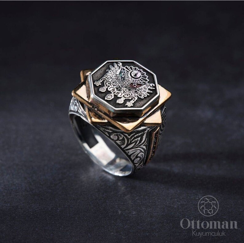 Ottoman Flag Silver Men's Ring Adjustable Ring Turkish - Etsy