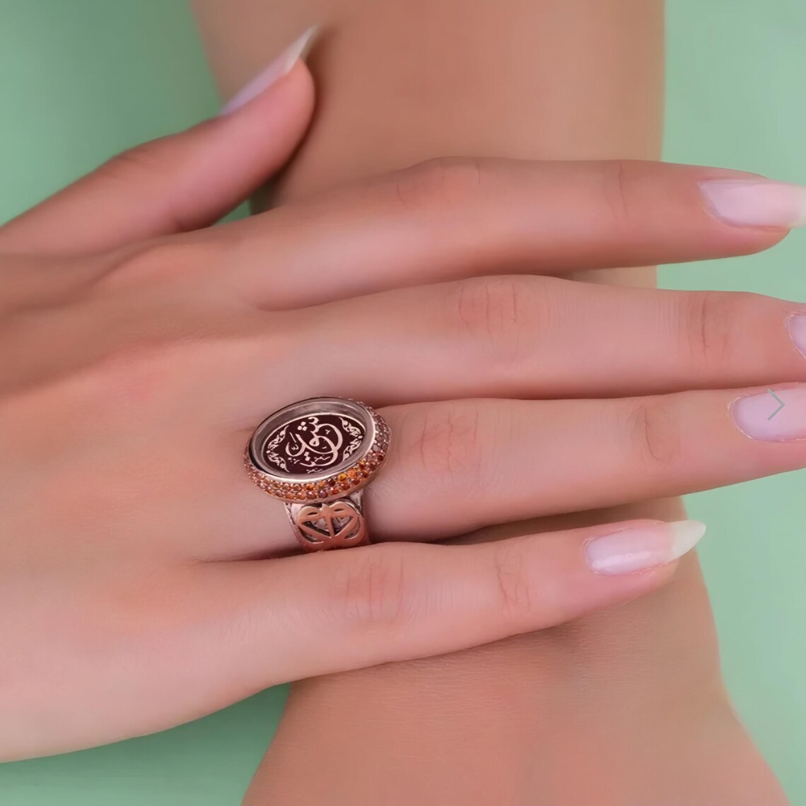 Sterling Silver Islamic Ring: Arabic Love, Red Opal, Adjustable - Etsy
