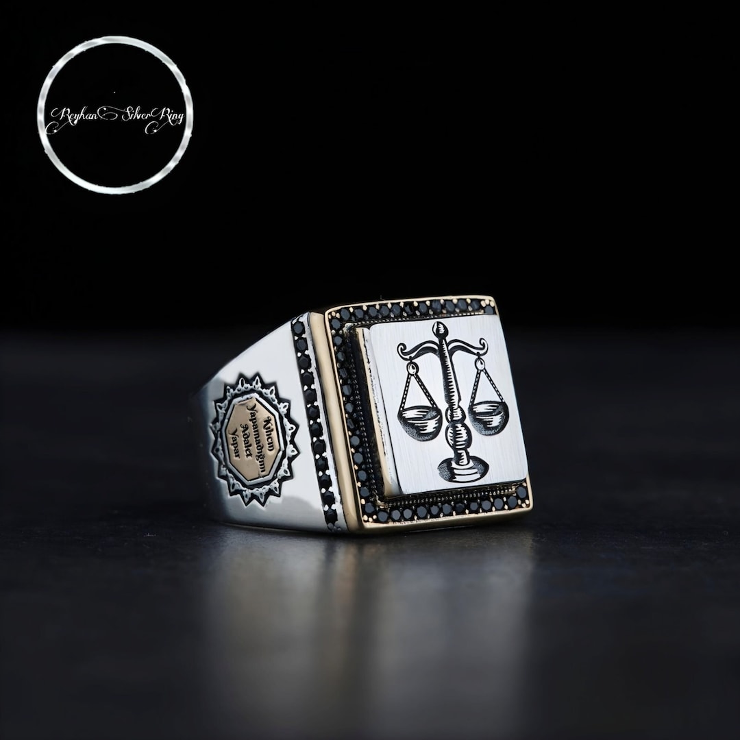 Handcrafted Silver Law Ring - Scales of Justice Symbol, 18g Lawyer Gift ...