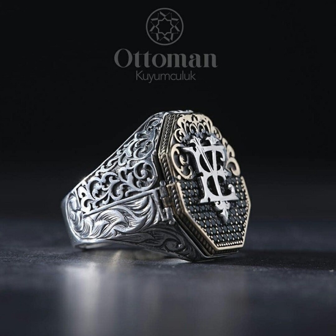 Letter Signet Ring in Sterling Silver Personalized Signet - Etsy