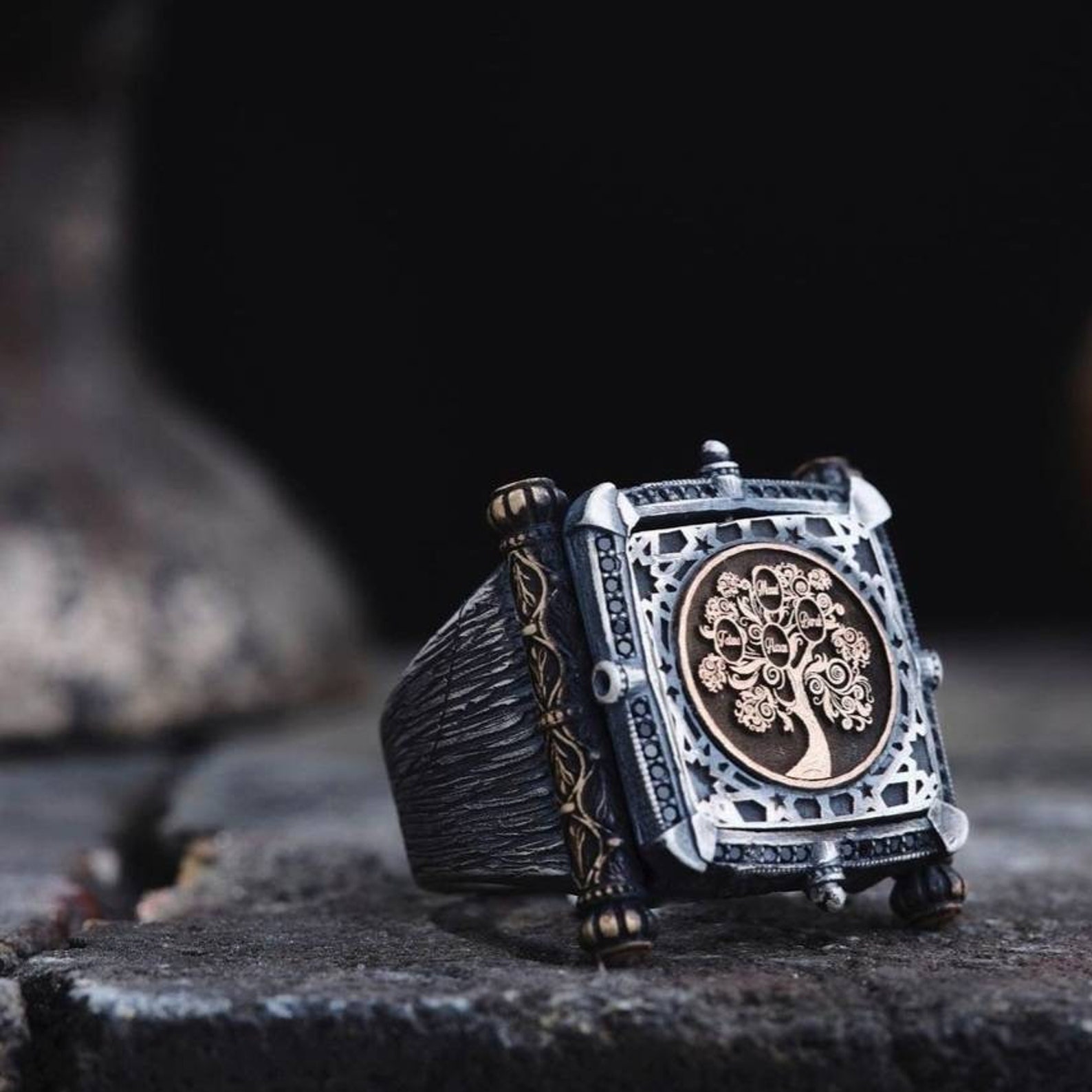 Silver Ring Male Double Sided Ring Written Name Ring - Etsy