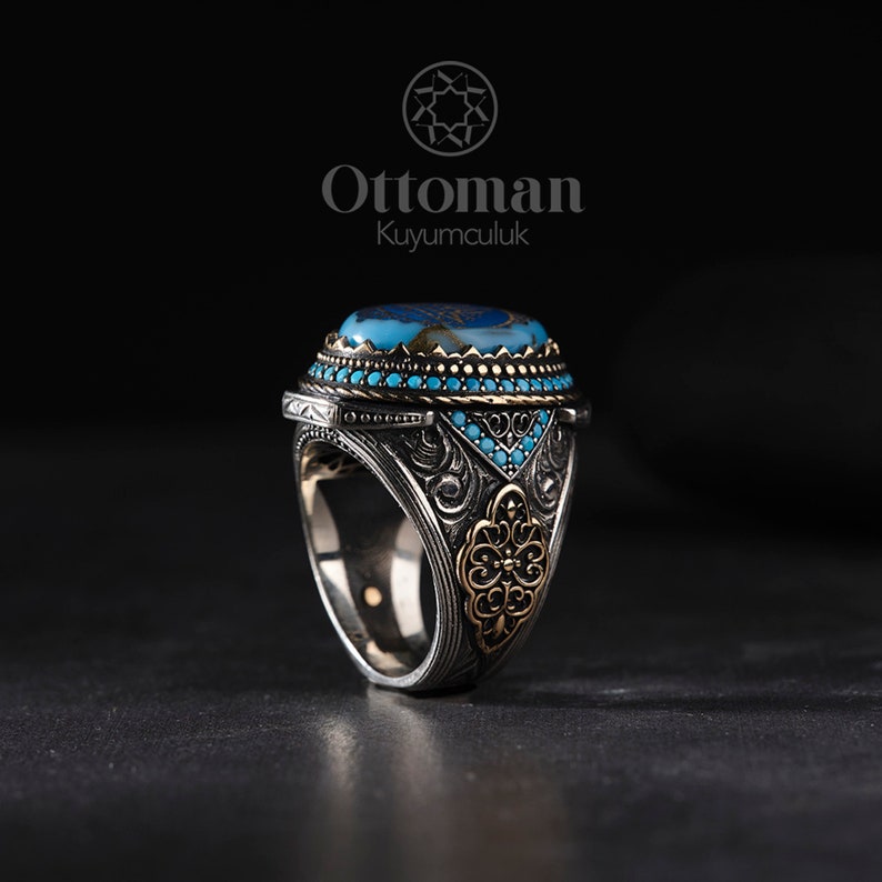 Turquoise Silver Mens Ring Islamic Gift Ring Valentine's - Etsy