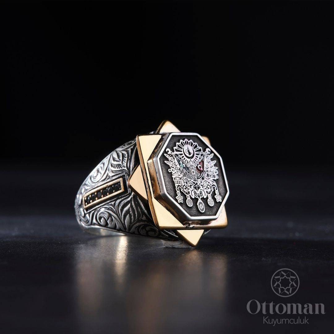 Ottoman Flag Silver Men's Ring Adjustable Ring Turkish - Etsy
