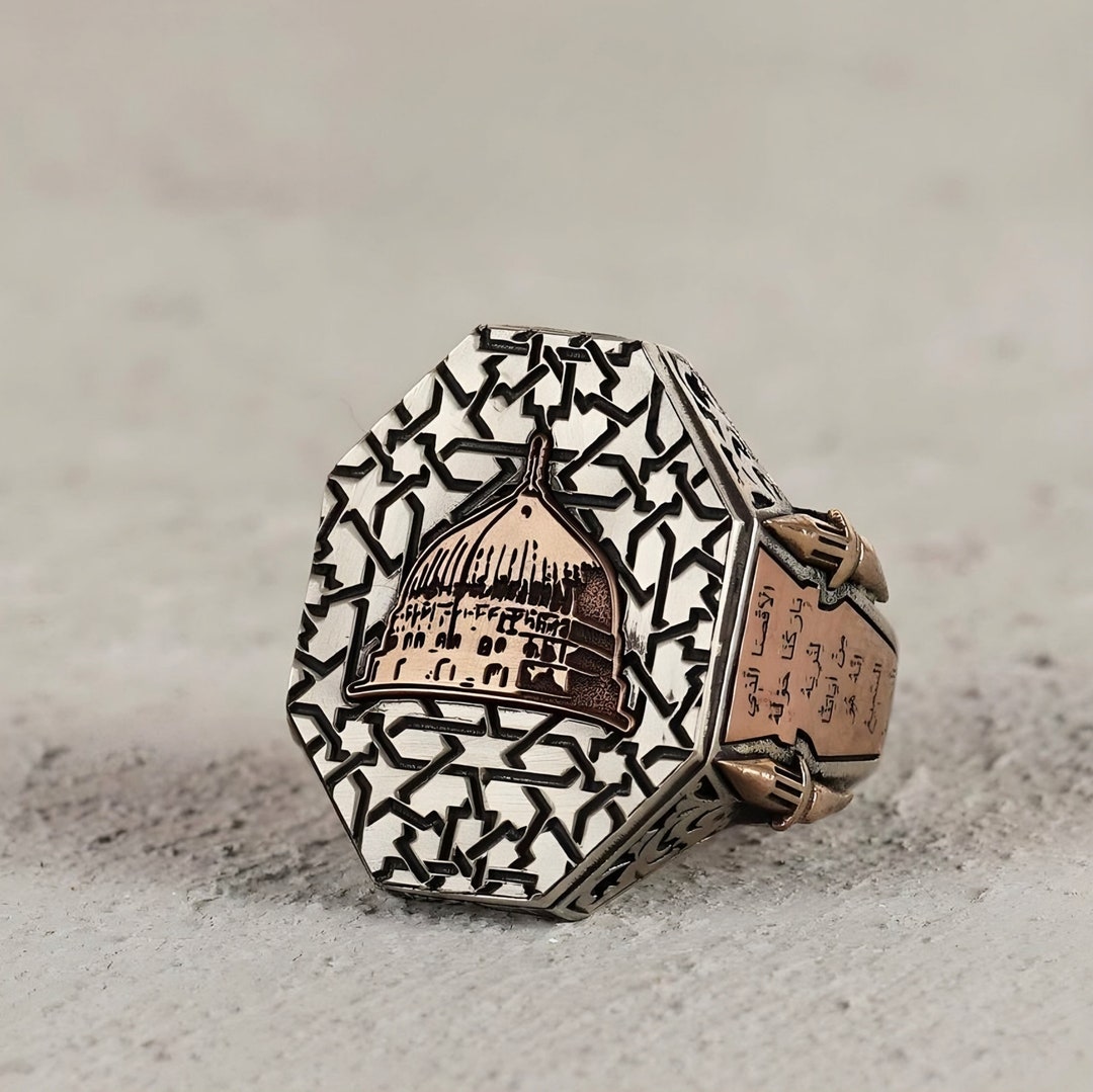 Al-aqsa Mosque Design Silver Men's Ring, Islamic Value Ring, Holy ...
