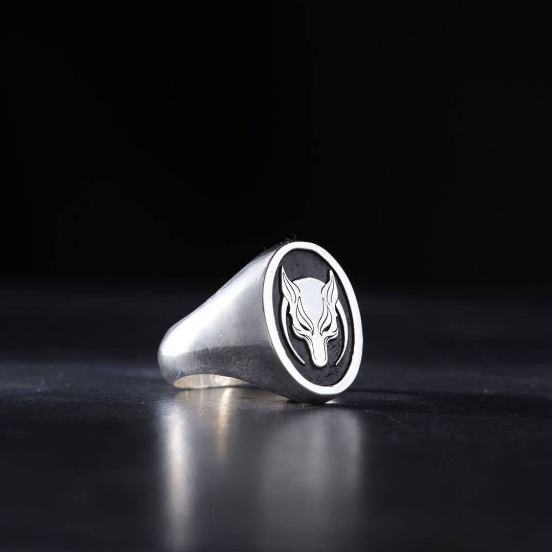 Börü Men's Oval Silver Ring, Turkish Sign Ring, Wolf Silver Ring, Gift ...