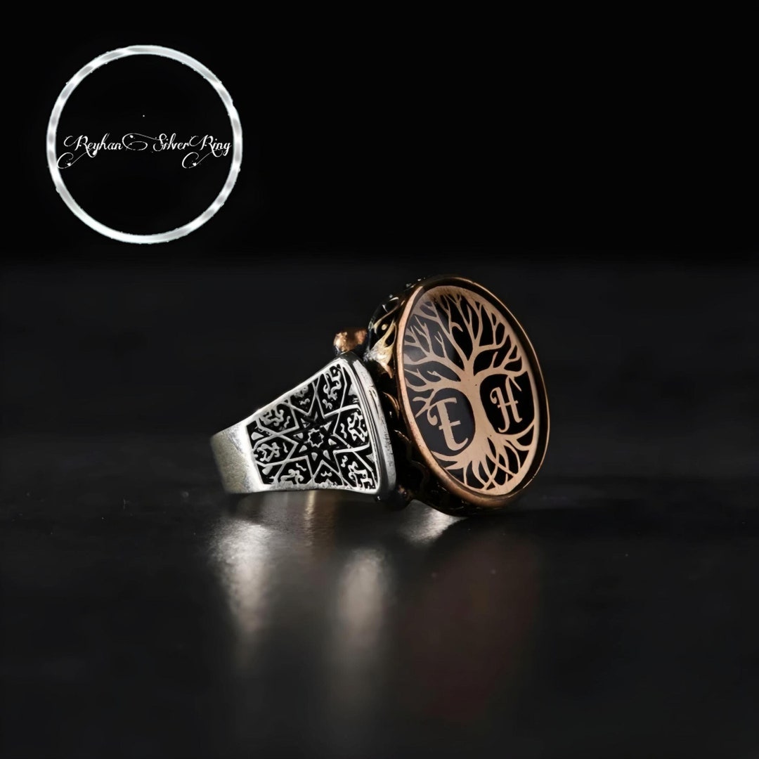 Sterling Silver Family Tree Ring: Personalized Initial Jewelry - Etsy